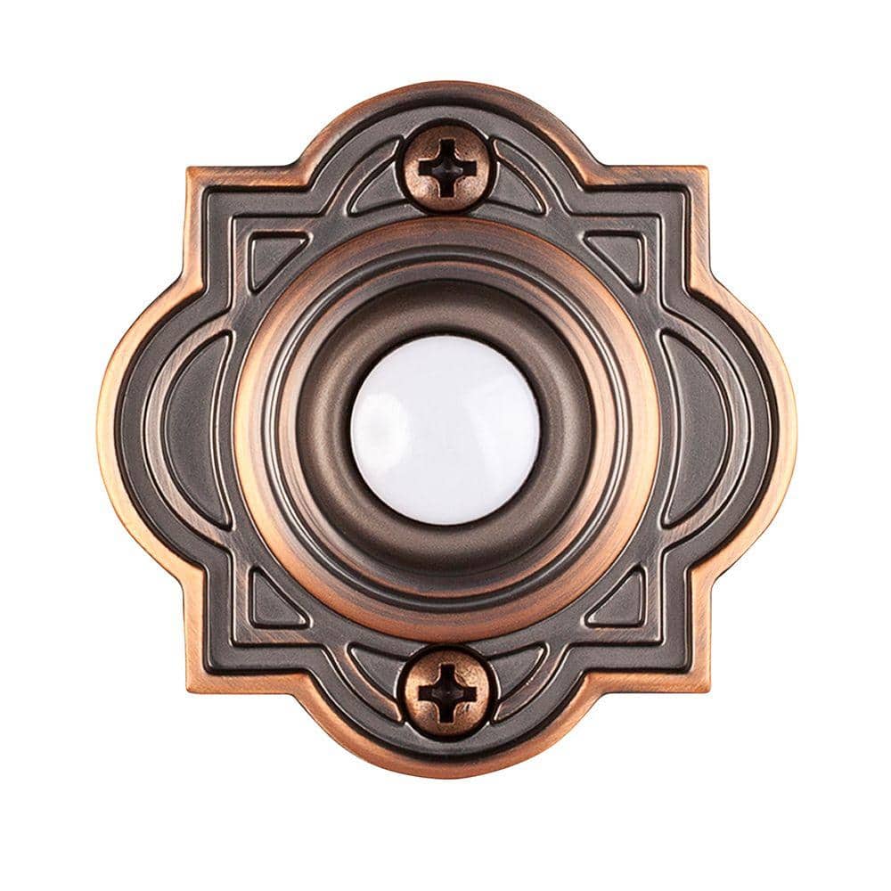 Hampton Bay Wired Lighted Door Bell Push Button, Mediterranean Bronze ...