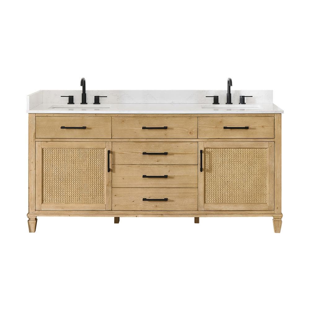 Altair Salome 72 in. Double Freestanding Weathered Fir Bath Vanity with ...