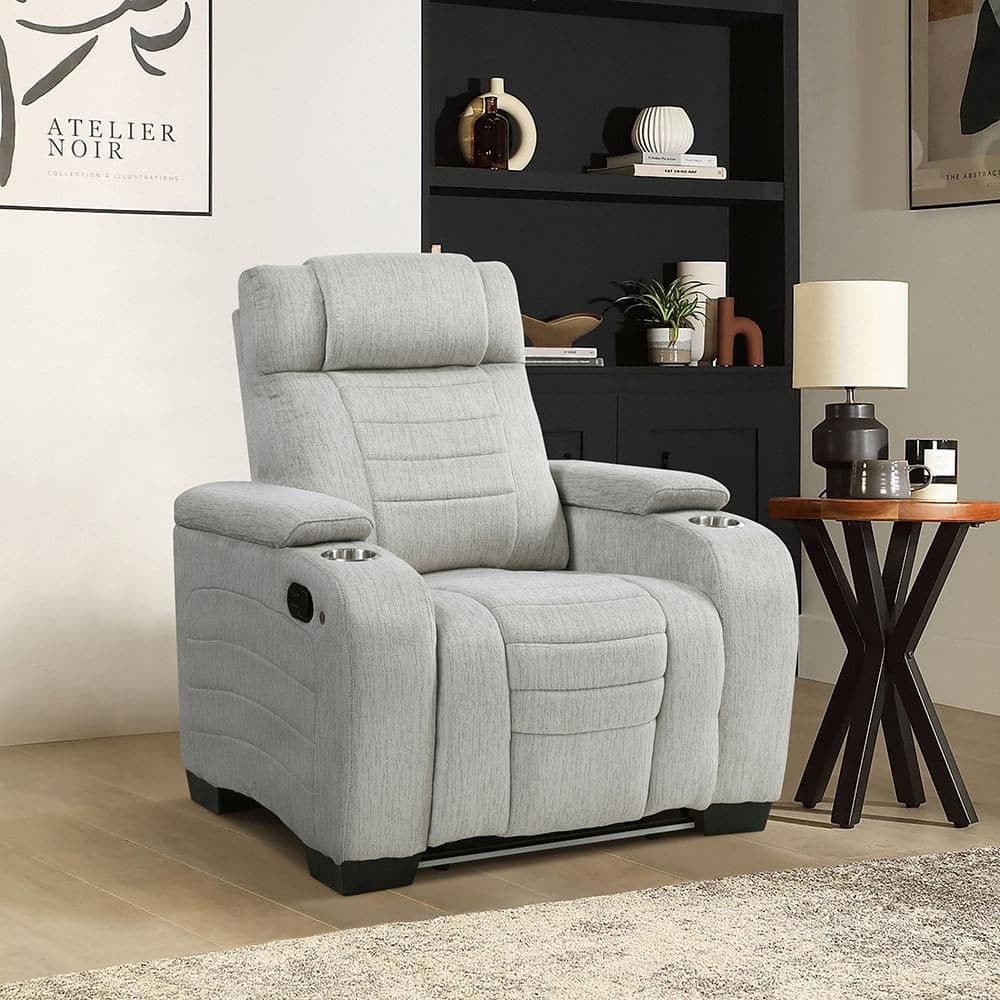 Reviews for Lazzara Camilla Light Gray Microfiber Manual Recliner with ...