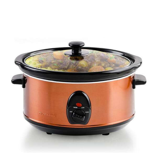 Ovente 3.7 Qt. Stainless Steel Electric Slow Cooker with Heat-Tempered ...