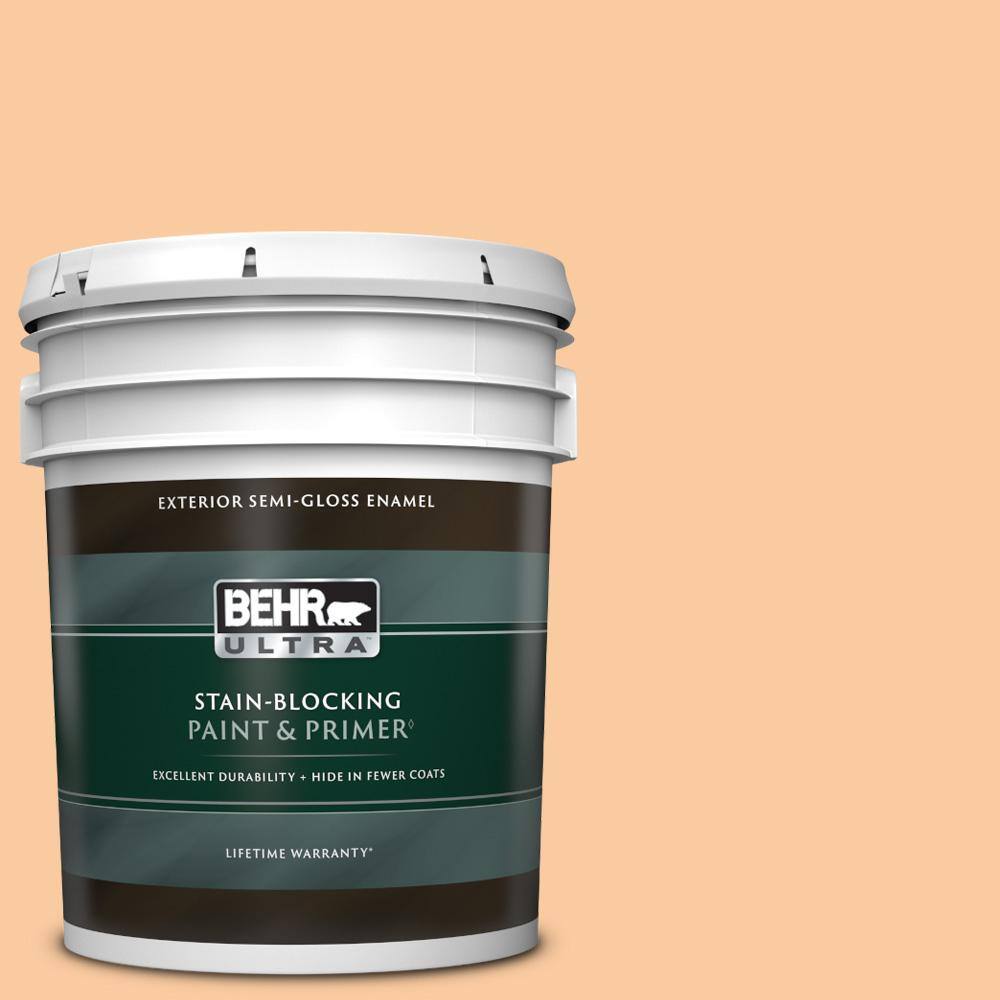 BEHR ULTRA 5 gal. #290C-3 Chai Latte Semi-Gloss Enamel Exterior Paint ...