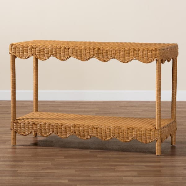 bali pari Oteria 49.2 in. Light Honey Rectangle Wicker Rattan Console Table 250 13644 HD The Home Depot