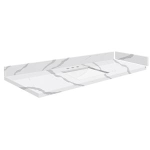 Home Decorators Collection 73 in. W x 22 in D Marble White Rectangular ...