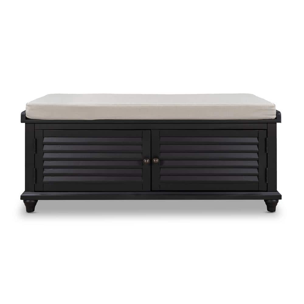 Utopia 4niture Kianna Black Wooden Storage Bench with Removable Cushion ...