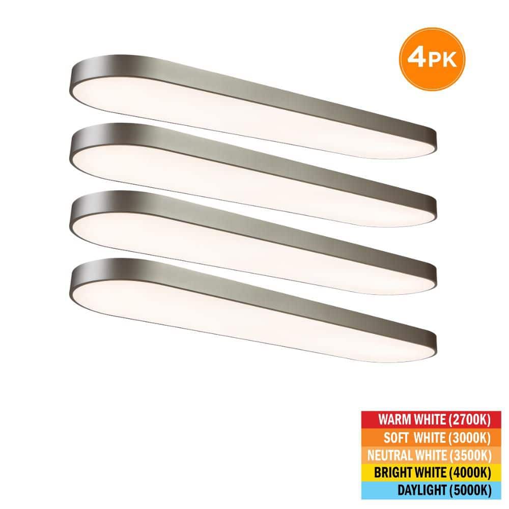 Commercial Electric 4-Pack 4 ft. x 12 in. LED Flush Mount Ceiling Light ...