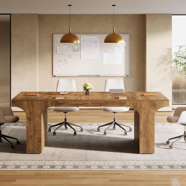 BYBLIGHT Moronia 70.9 in. Long Conference Table for 6-8 People, Brown ...