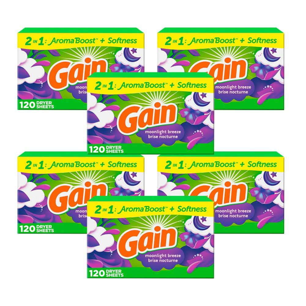 Gain Moonlight Breeze Scent Dryer Sheets (120-Count) 6-Pack ...