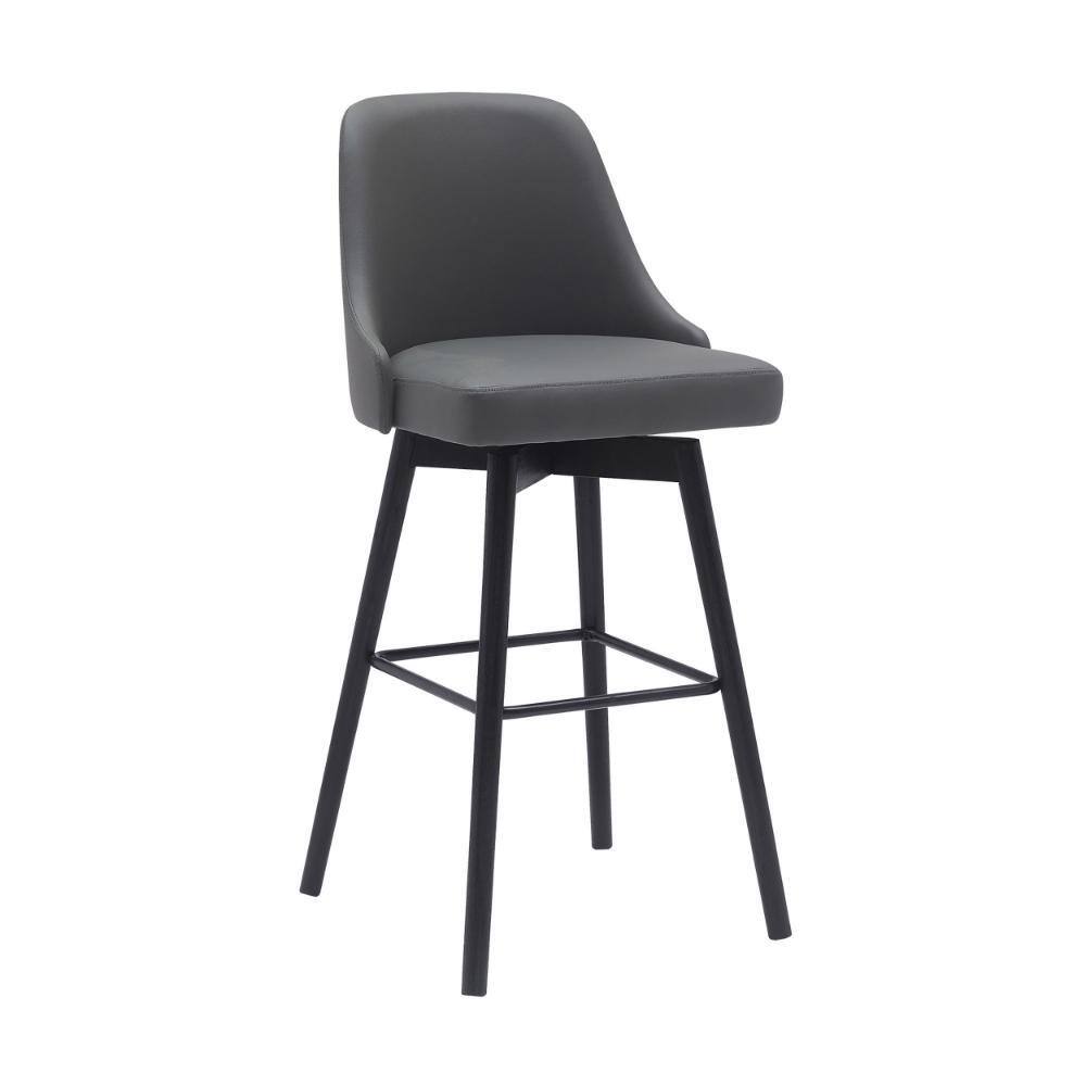 Benjara 30 in. Gray and Black Low Back Metal Frame Bar Stool with Faux ...