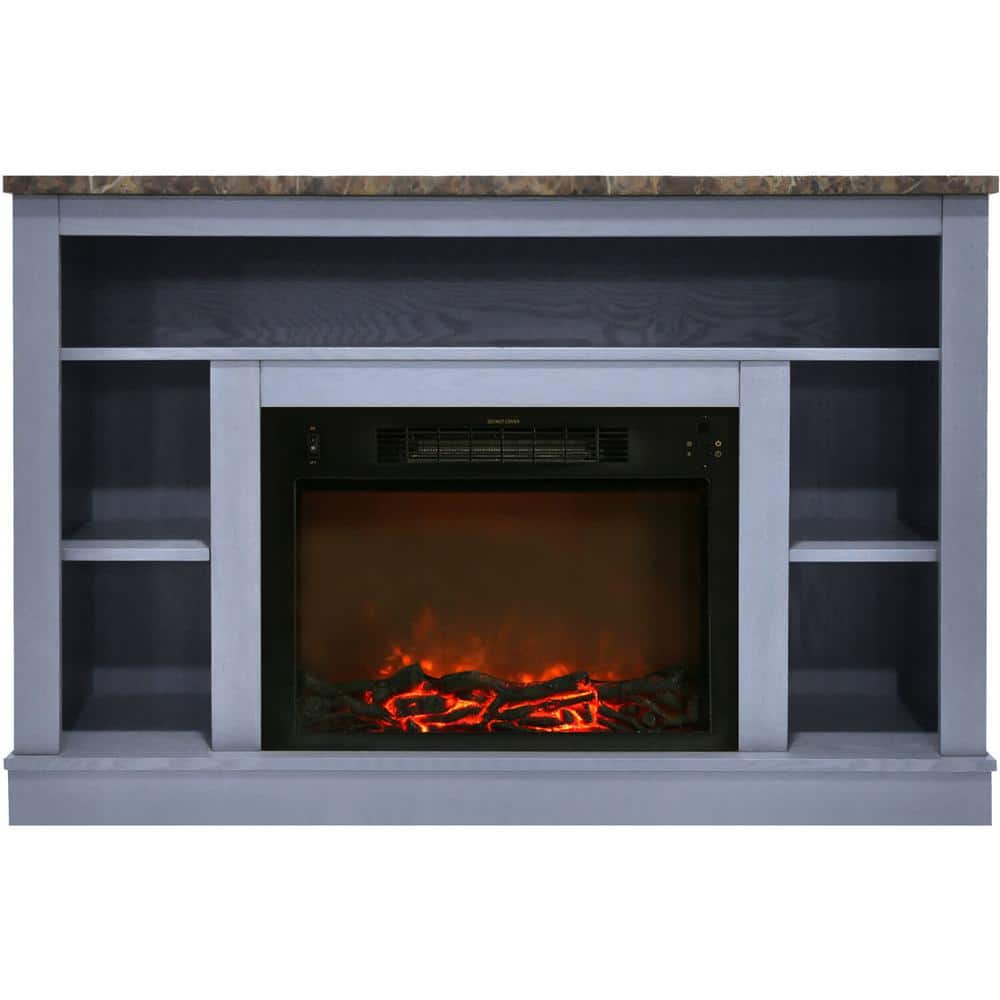 Cambridge 47 in. Electric Fireplace Storage Mantel in Slate Blue with ...