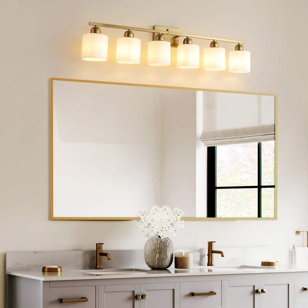 Reviews for GMGSROM 38 in. 6-Light Gold Modern Bathroom Vanity Light ...