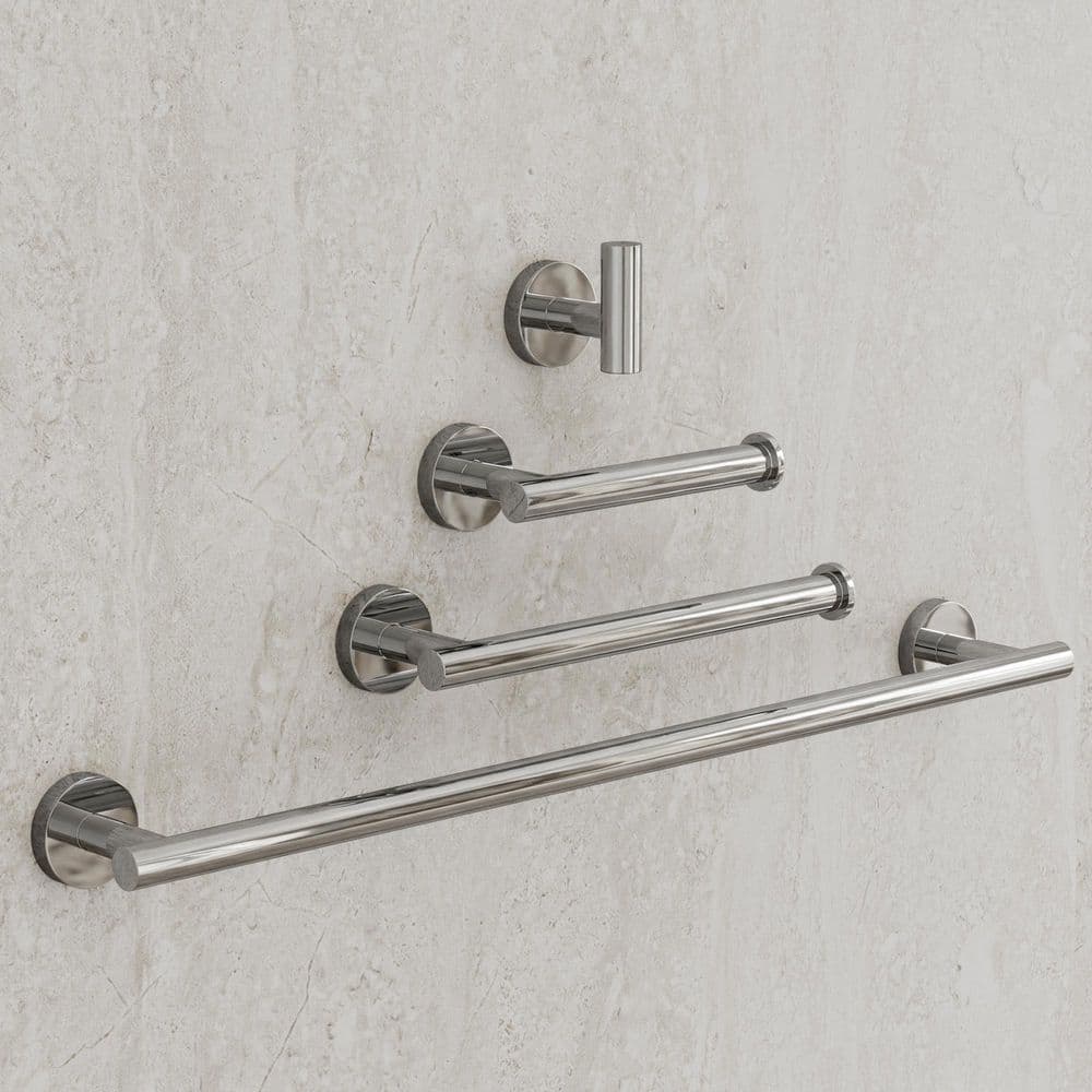 YAWWALK 4-Piece Stainless Steel Bath Hardware Set with Towel Bars ...