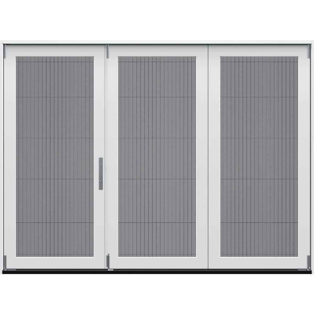 JELD-WEN 108 in. x 80 in. F4500 Right-Hand White Fiberglass 3-Panel ...
