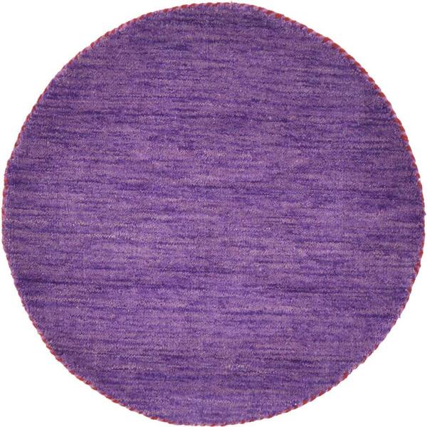 Unique Loom Solid Gava Solid Gabbeh Purple 2' 4 x 2' 4 Round Rug ...
