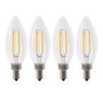 Feit Electric 60-Watt Equivalent B10 E12 Candelabra Dimmable Filament CEC Clear Glass Chandelier ...