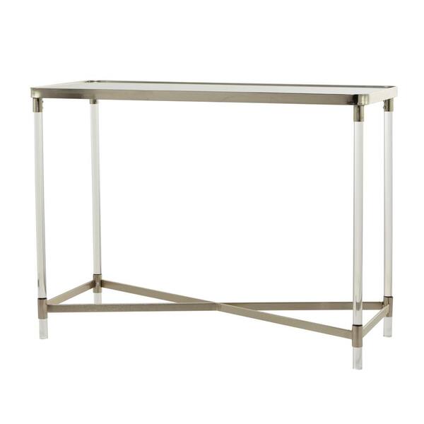 Litton Lane 44 in. Silver Extra Large Rectangle Metal Console Table ...