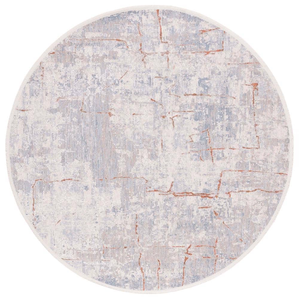 SAFAVIEH Marmara Beige/Blue Rust 7 ft. x 7 ft. Round Abstract ...
