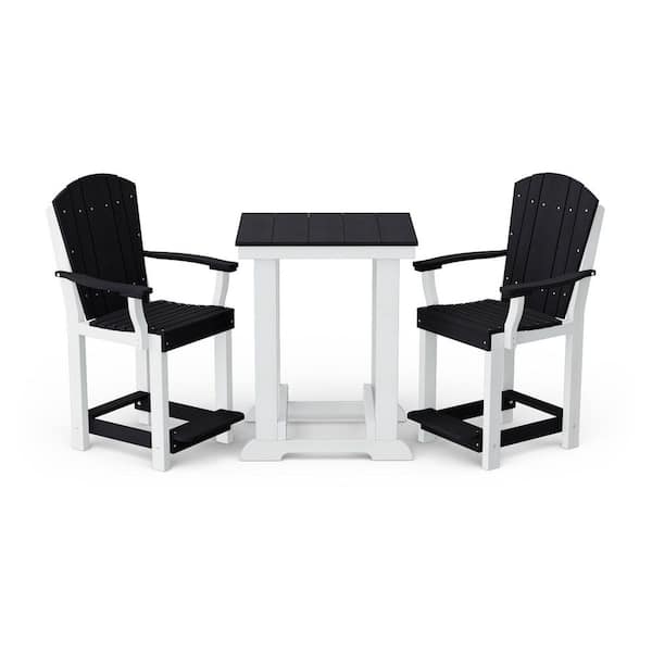 Wildridge Heritage 3-Piece Black and White HDPE Plastic Outdoor Patio ...