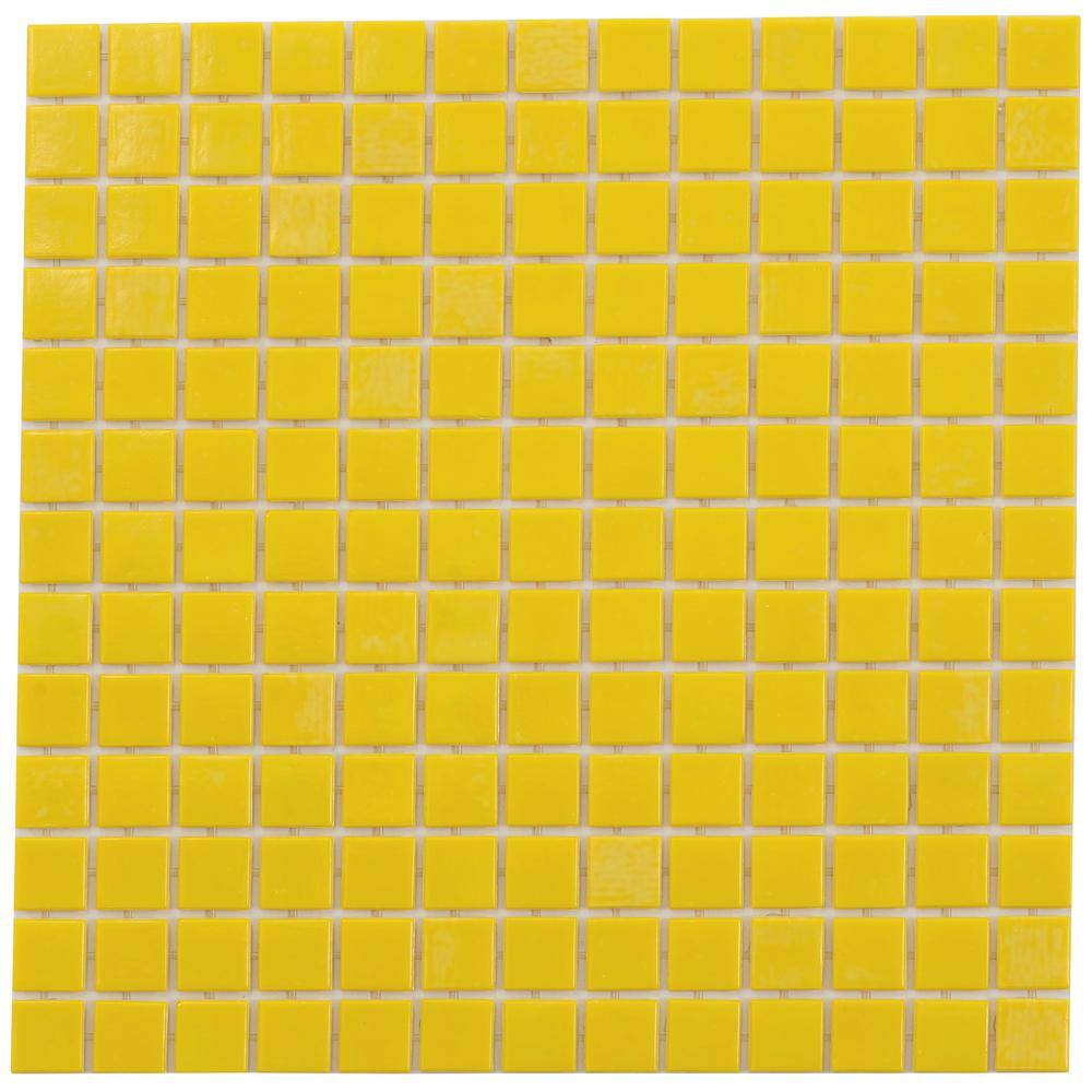Apollo Tile Dune 4" x 6" Glossy Lemon Yellow Glass Mosaic Uniform ...