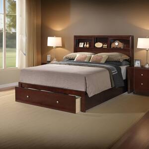 Harper & Bright Designs Antique Brown Wood Frame Full Size Platform Bed ...