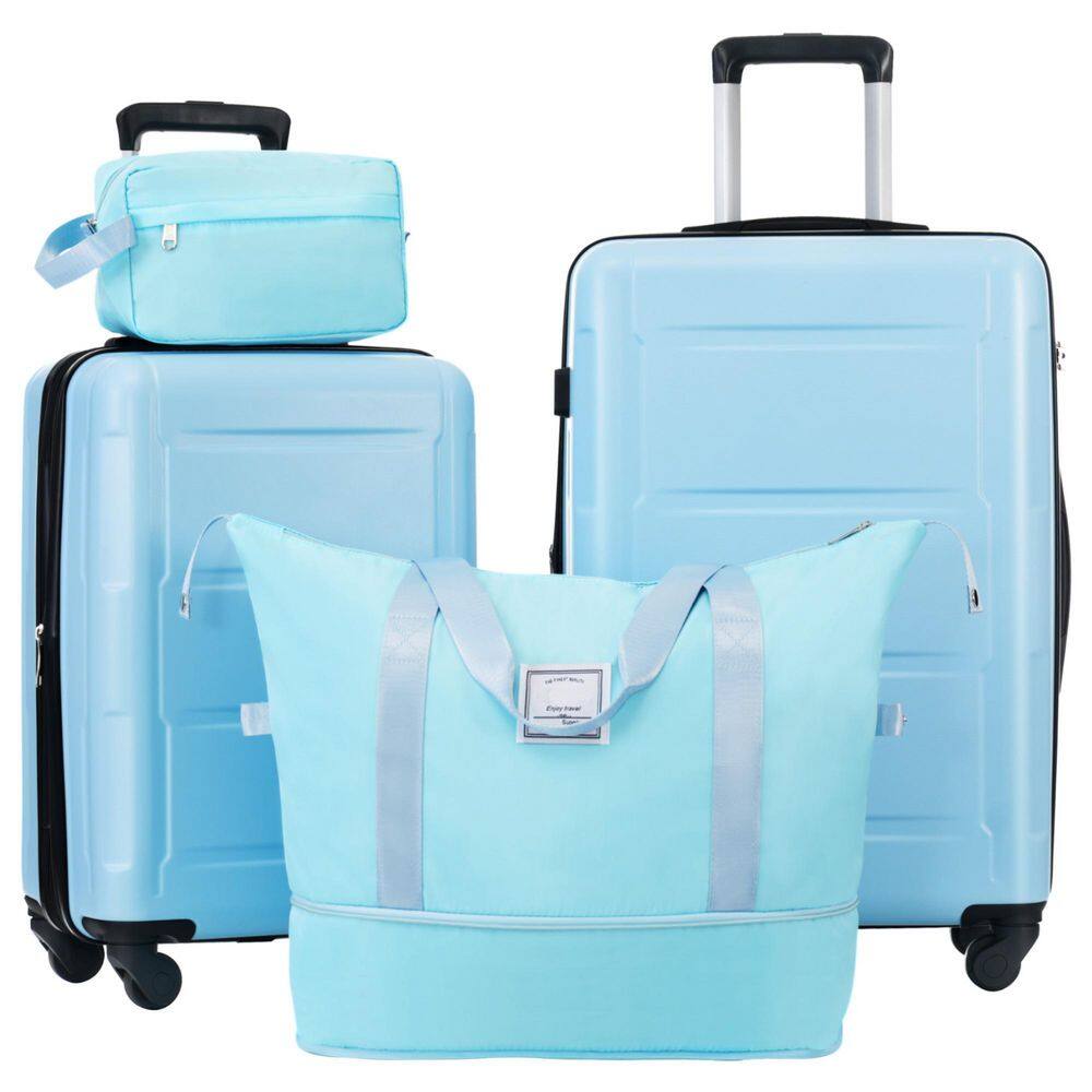 Tatahance 2-Piece Light Blue ABS Hardside Spinner Lightweight Luggage ...