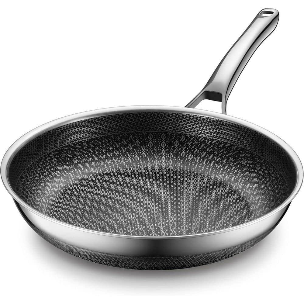 Anqtovp 2 qt Stainless Steel Nonstick Frying Pan Skillet Oven and ...