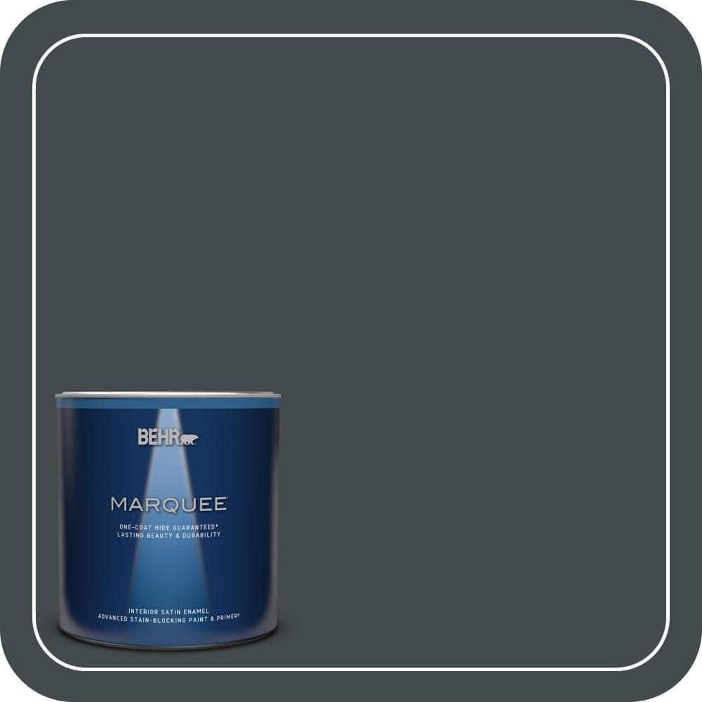 BEHR MARQUEE 1 qt. #730F-7 Black Sable Satin Enamel Interior Paint ...
