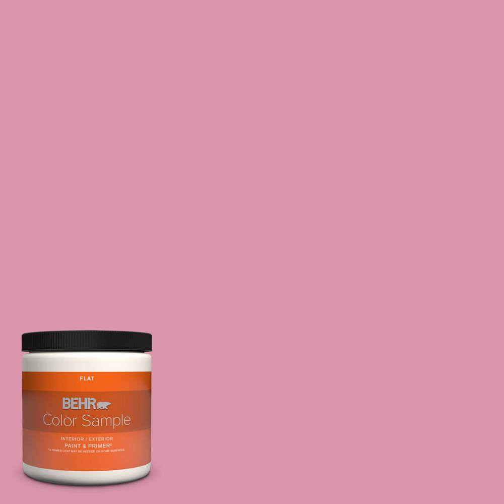 BEHR PREMIUM PLUS 8 oz. #110B-4 Foxy Pink Flat Interior/Exterior Paint ...