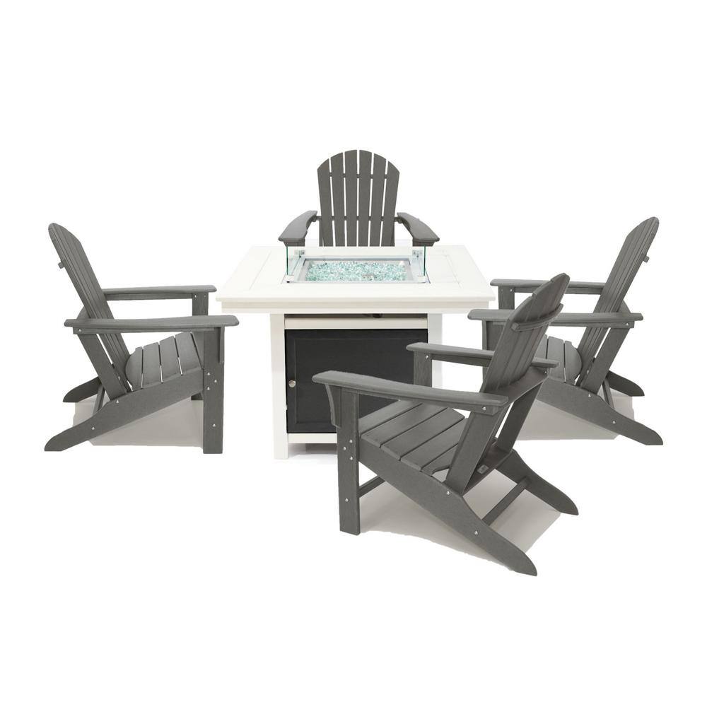 LuXeo Park City 42 in. 2-Tone White Square Top Fire Pit, 5-Piece ...