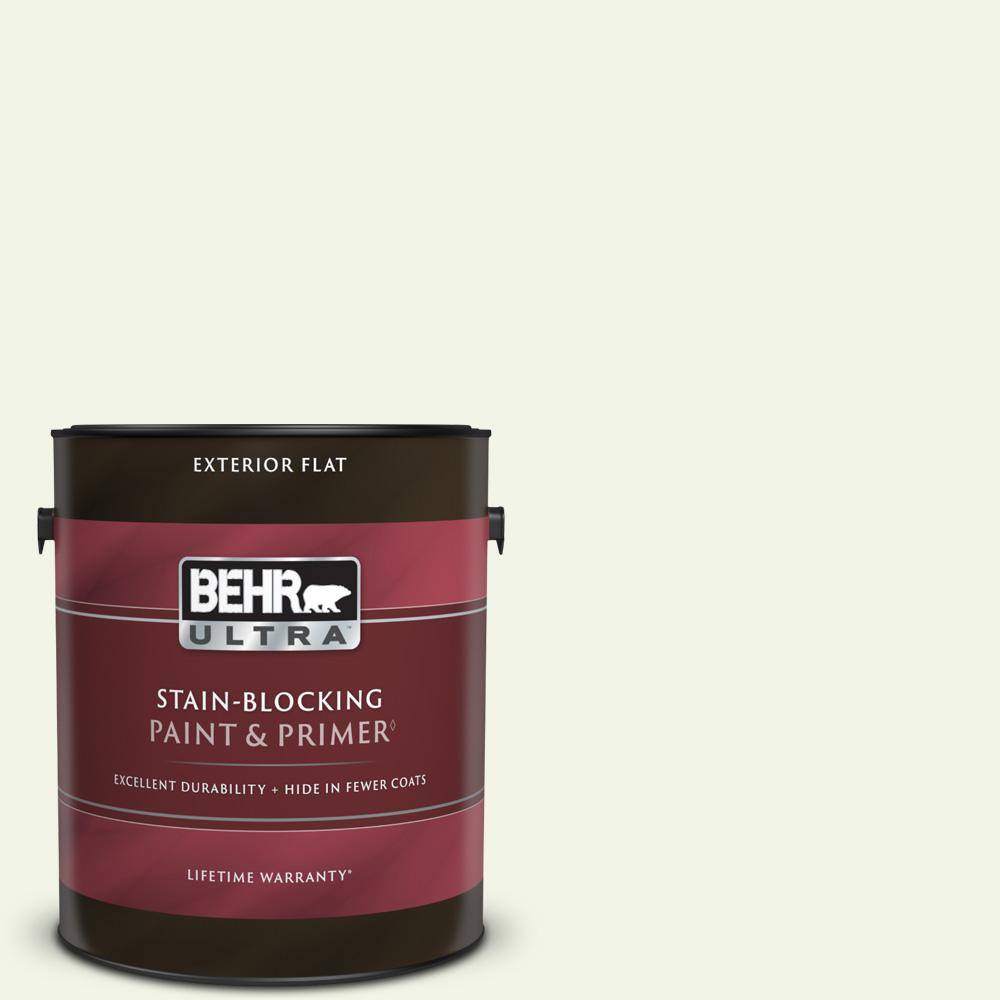 BEHR ULTRA 1 gal. #GR-W10 Calcium Flat Exterior Paint & Primer 485001 ...