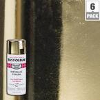 Rust-Oleum Stops Rust 11 oz. Bright Coat Metallic Gold Spray Paint (6 ...