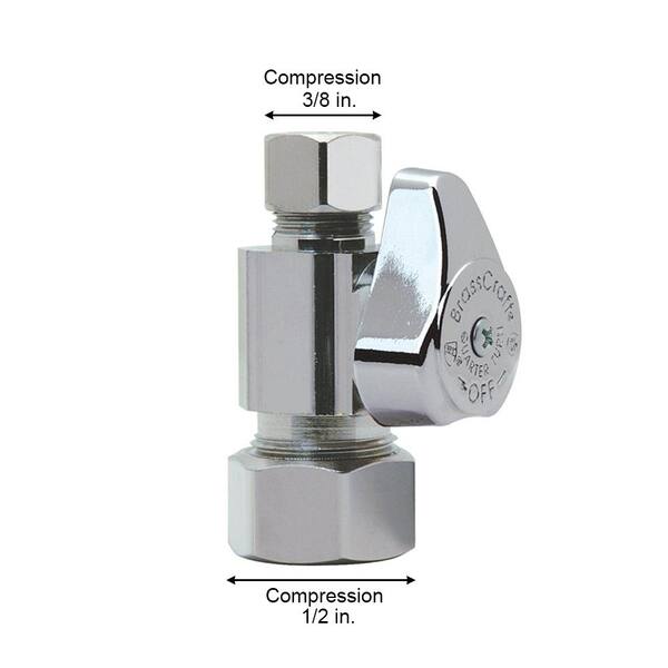BrassCraft 1/2 in. Compression Inlet x 3/8 in. Compression Outlet Straight Valve G2CR14X C1 ...