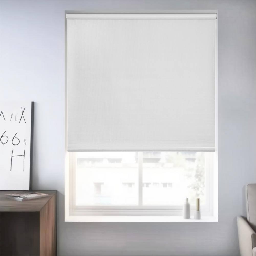 Chicology White Textured Cordless Blackout Privacy Vinyl Roller Shade ...