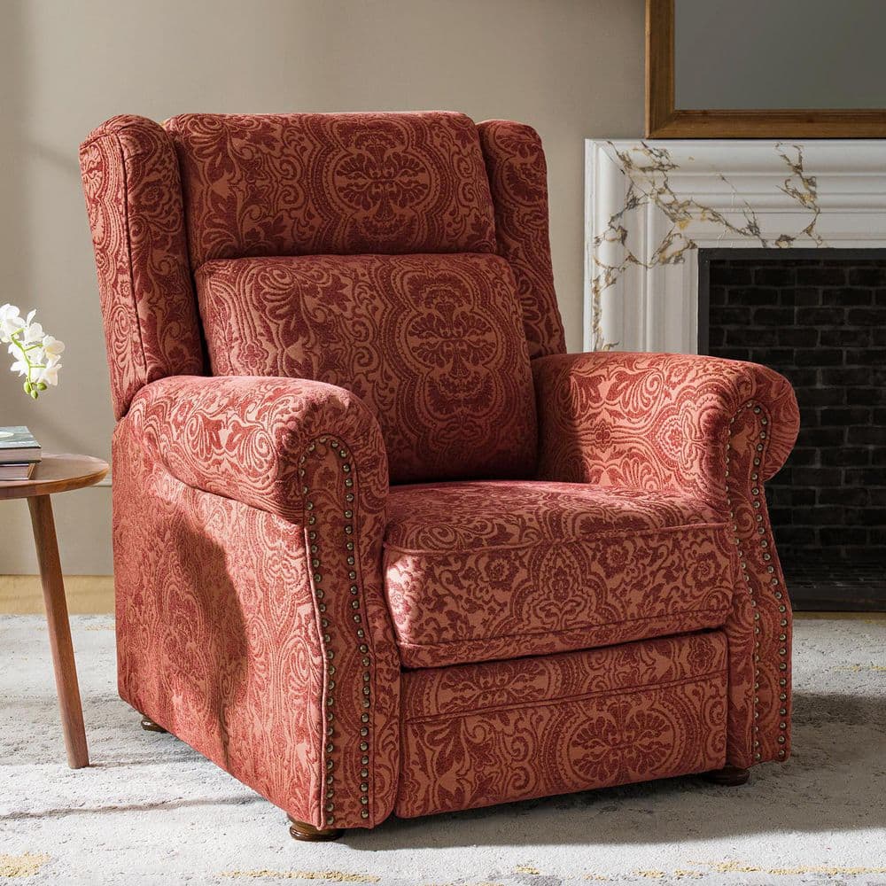 JAYDEN CREATION Andrea Damask Polyester Manual Recliner with Rolled ...
