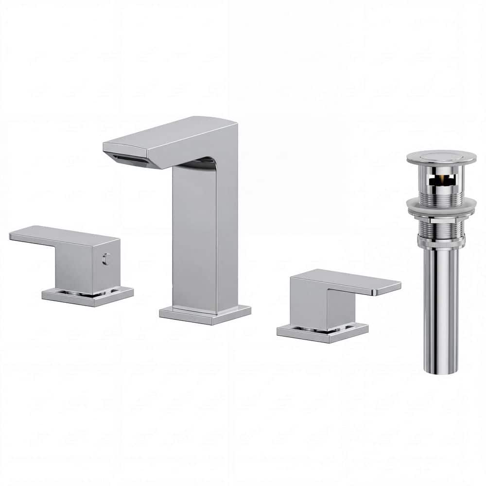 GRANDJOY 8 in. Widespread 2-Handle Linear Bathroom Sink Faucet with Pop ...