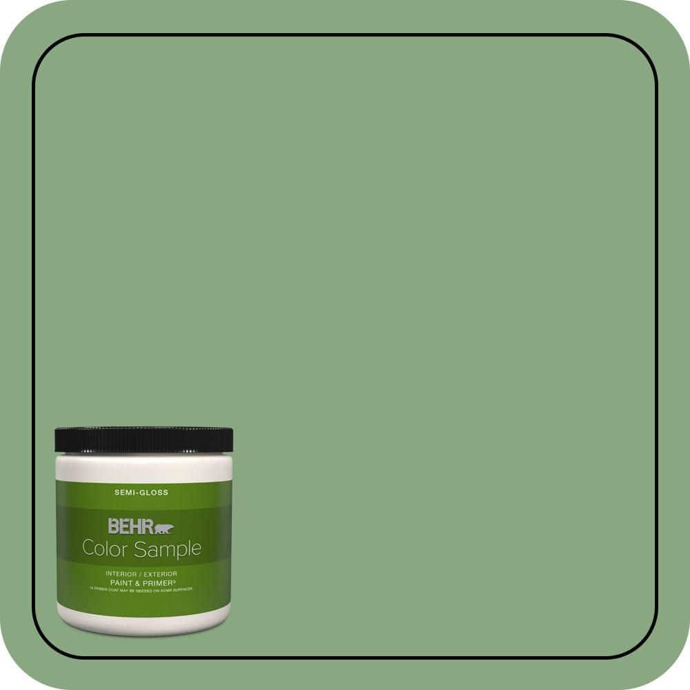 BEHR PREMIUM PLUS 8 oz. #M400-5 Baby Spinach Semi-Gloss Interior ...