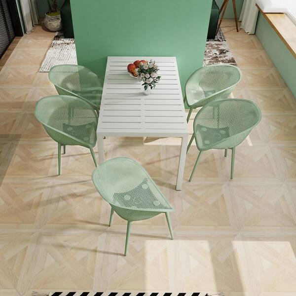 Tenleaf 2-Piece Pale Green All-Weather PP Plastic Outdoor Lounge Chair ...