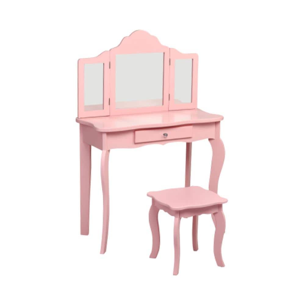 Bunpeony Kids Dressing Vanity Set with Detachable Tri-Folding Mirror ...