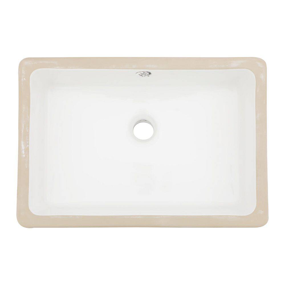 Timussi 18 in. Undermount Rectangular Bathroom Sink with Overflow in ...