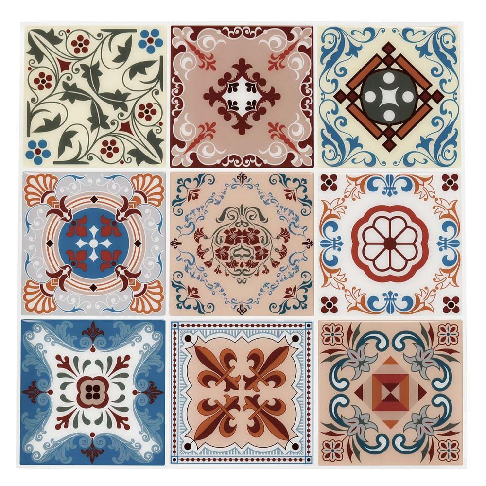 Jeedeson 11.8 in. x 11.8 in. x 0.04 in.Vinyl Multicolor Peel and Stick ...