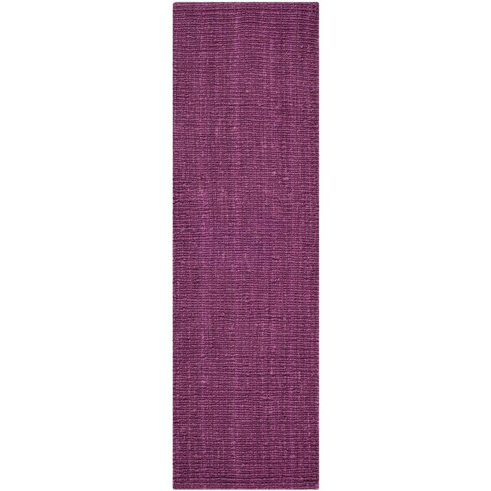 SAFAVIEH Natural Fiber Purple 3 ft. x 6 ft. Solid Runner Rug NF447B-26 ...
