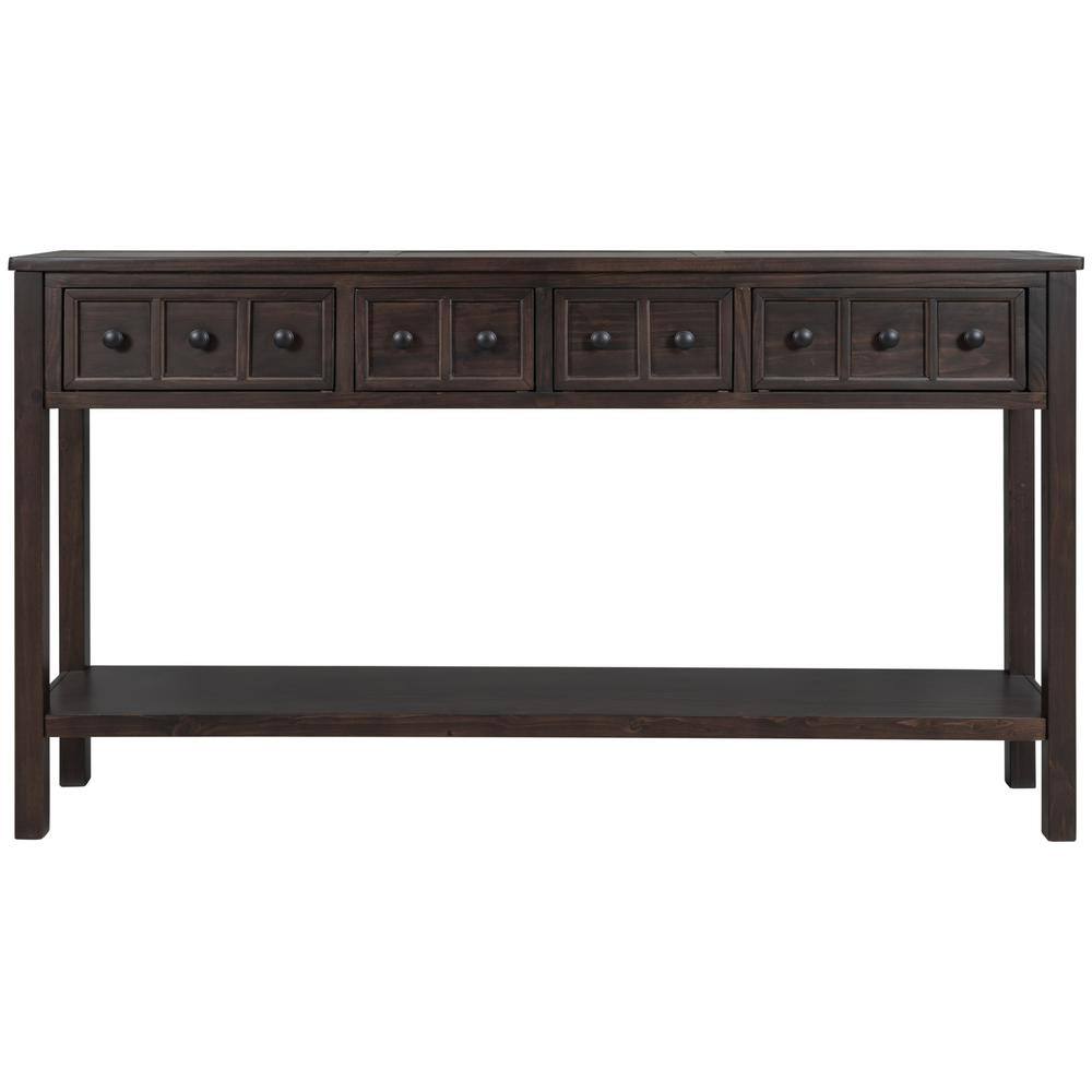 Siavonce 60 in. Long Rustic Wood Entryway Console Table with 2 ...