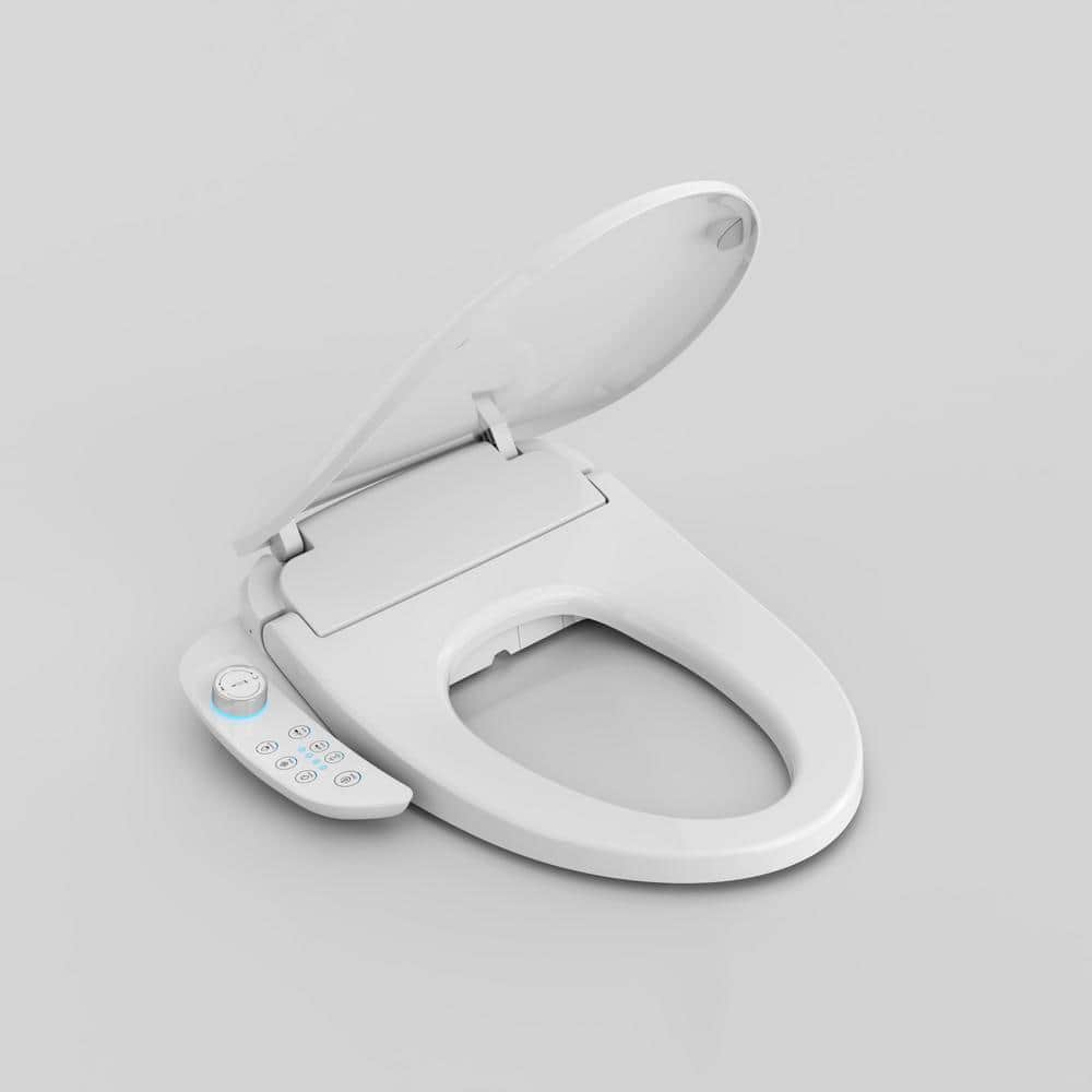 WELLFOR Electric Bidet Seat for Elongated Toilets in White Soft Close ...