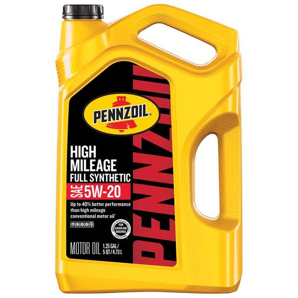 Pennzoil Full Synthetic High Mileage Motor Oil SAE 5W 20 Motor Oil 5 qt. 550069990 The Home Depot