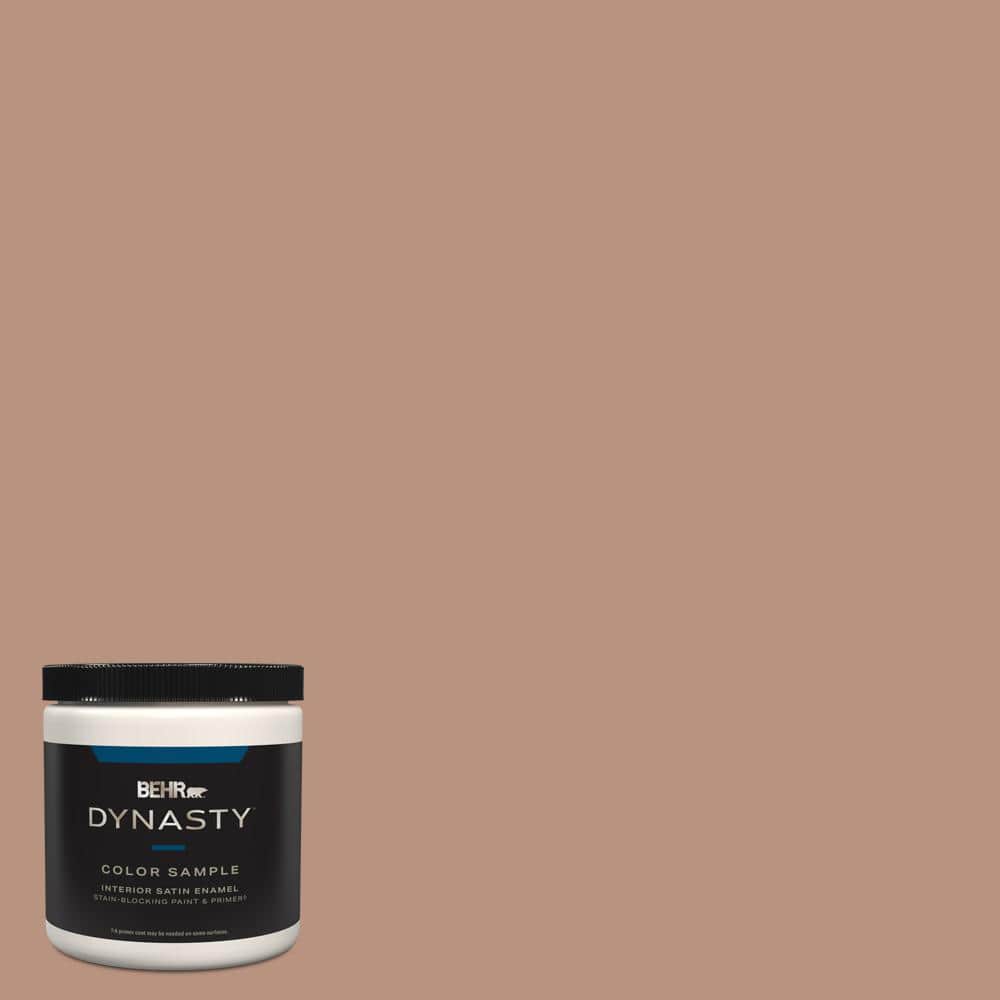BEHR DYNASTY 8 oz. #MQ1-59 Caramel Cream One-Coat Hide Satin Enamel ...