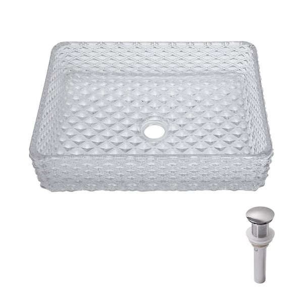cadeninc 17.5 in. x 13 in. Above Counter White Bowl Rectangle Vessel ...