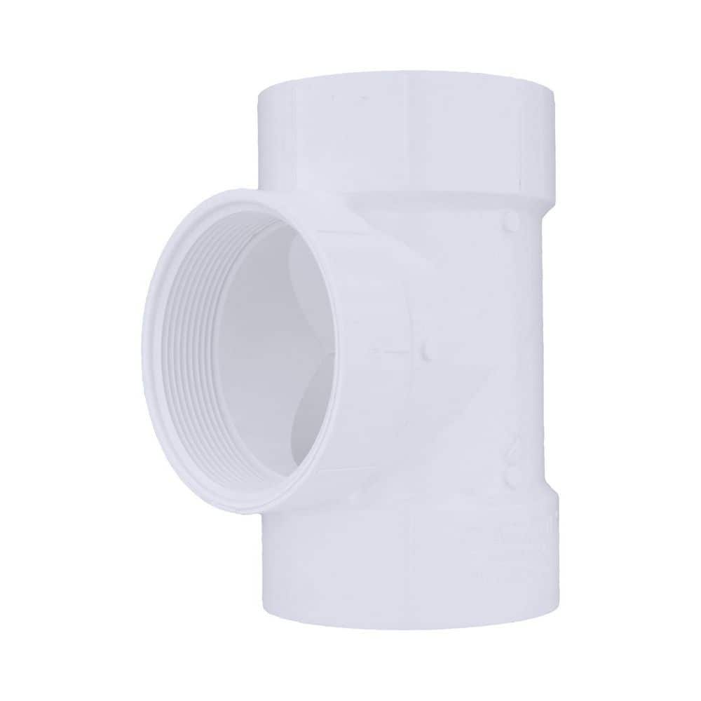Charlotte Pipe 2 in. DWV PVC Flush Cleanout Tee Fitting PVC004450800HD ...
