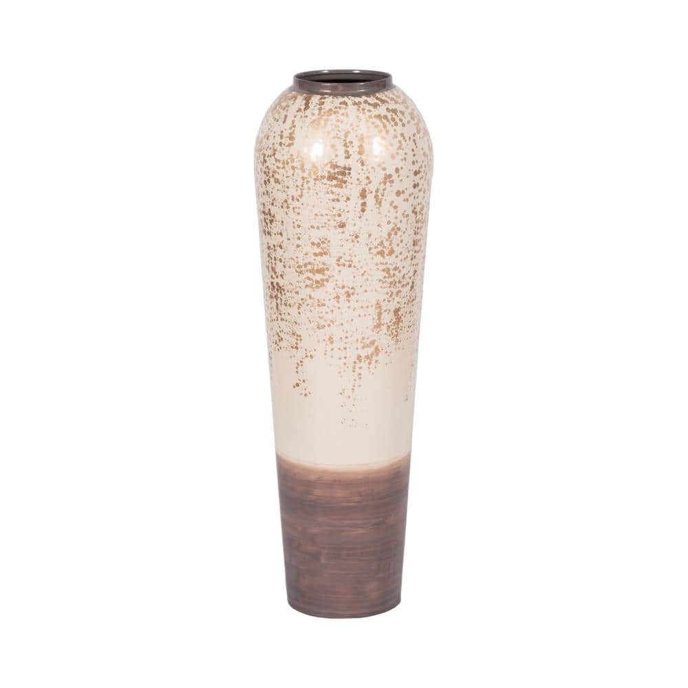Liv & Skye 32 in. Ivory Metal Round Decorative Vase 20735-02 - The Home ...