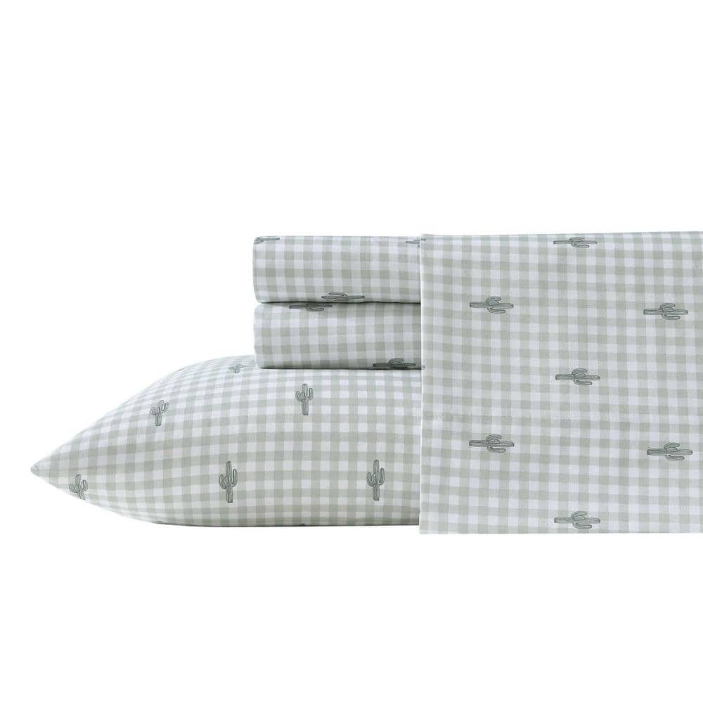Wrangler Cactus Gingham 4 Piece Sage Green Microfiber Queen Sheet Set ...