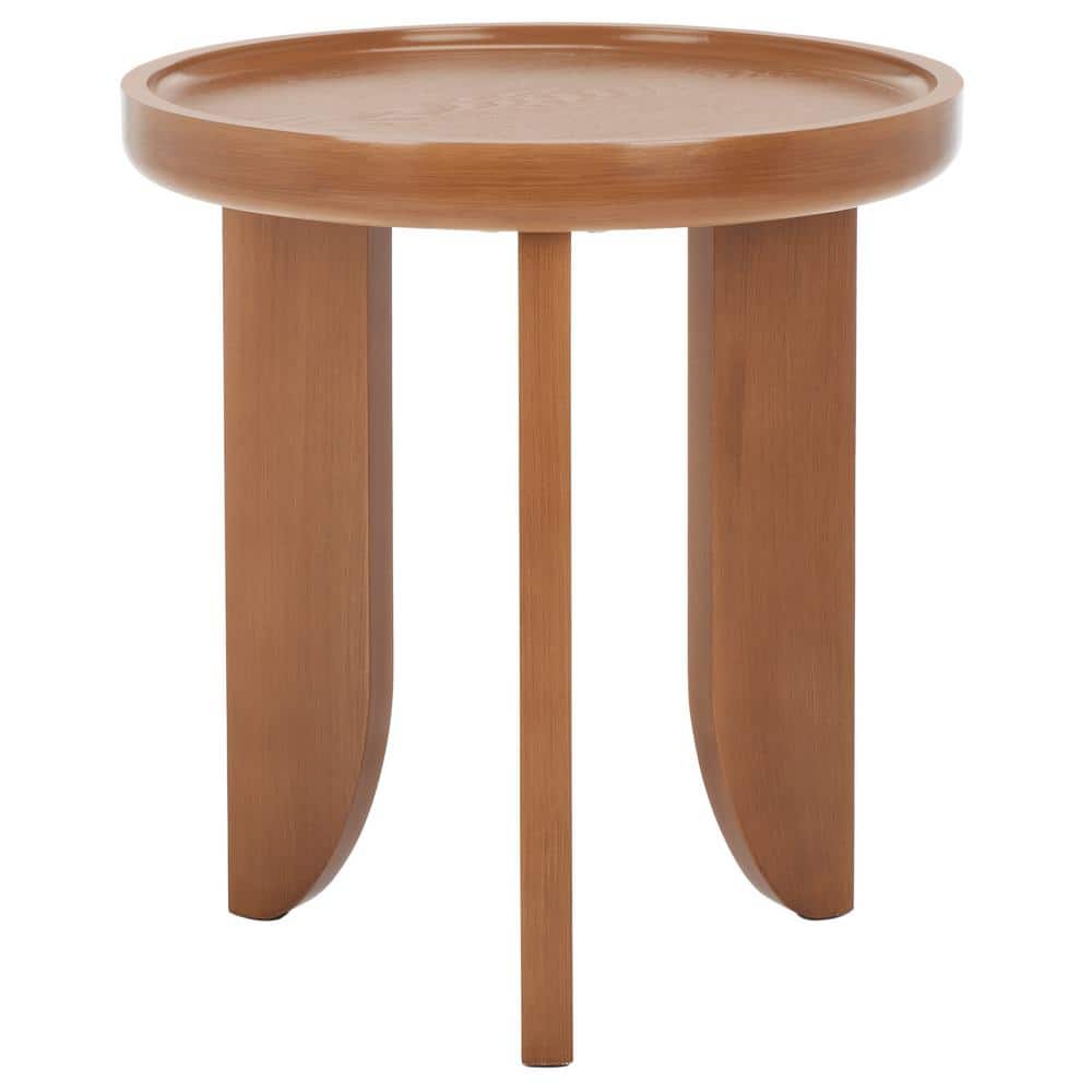 SAFAVIEH Malyn 18.1 in. Natural Brown Round Wood End Table ACC9712D ...