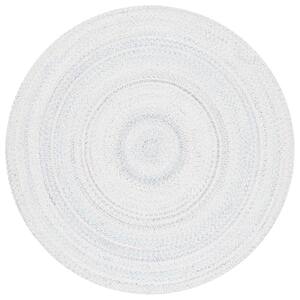 SAFAVIEH Braided Ivory Light Blue 5 ft. x 5 ft. Abstract Round Area Rug ...